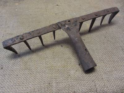 RARE Vintage Hand Forged Garden Rake > Antique Farm Old Tool Tools 8395 ...