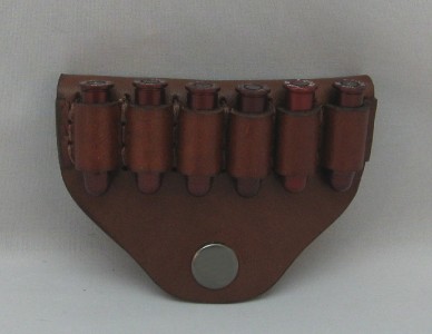 LEATHER PISTOL 6 AMMO CASE / HOLDER / CARRIER / SLIDE 357 / 38 - BROWN ...