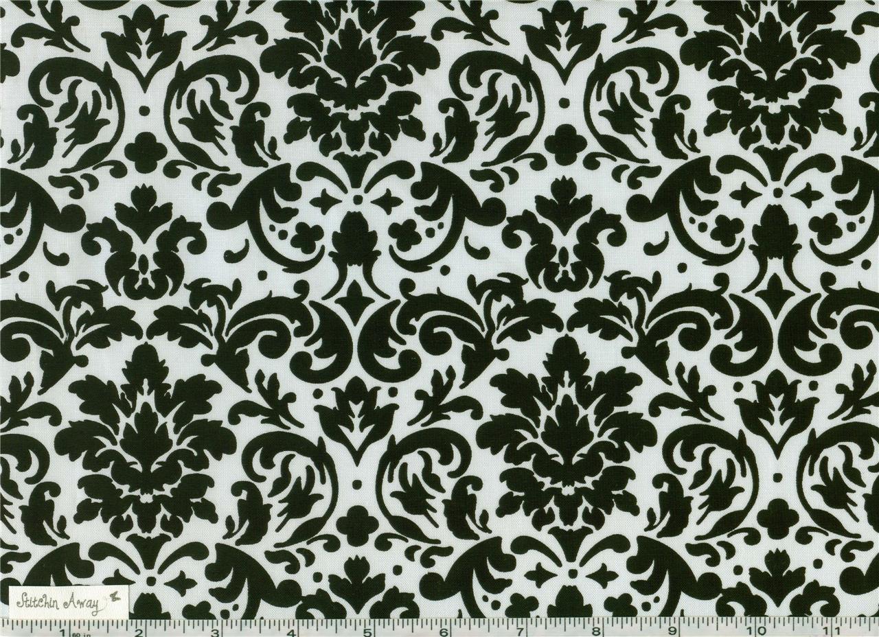 BLACK & WHITE DAMASK Fabric for Quilting, Sewing 100% Cotton BTY | eBay