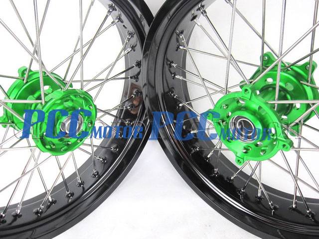 KAWASAKI KX/KXF 125-450 FRONT/REAR 17"/17" SUPERMOTO WHEEL WHEELS SET RMK03
