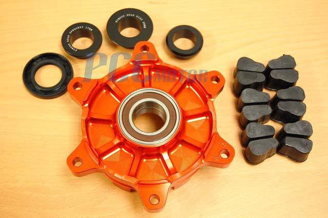 KTM 690 FRONT/REAR 17"/17" SUPERMOTO WHEELS SET CUSH HUB DRIVE ORANGE RMT08