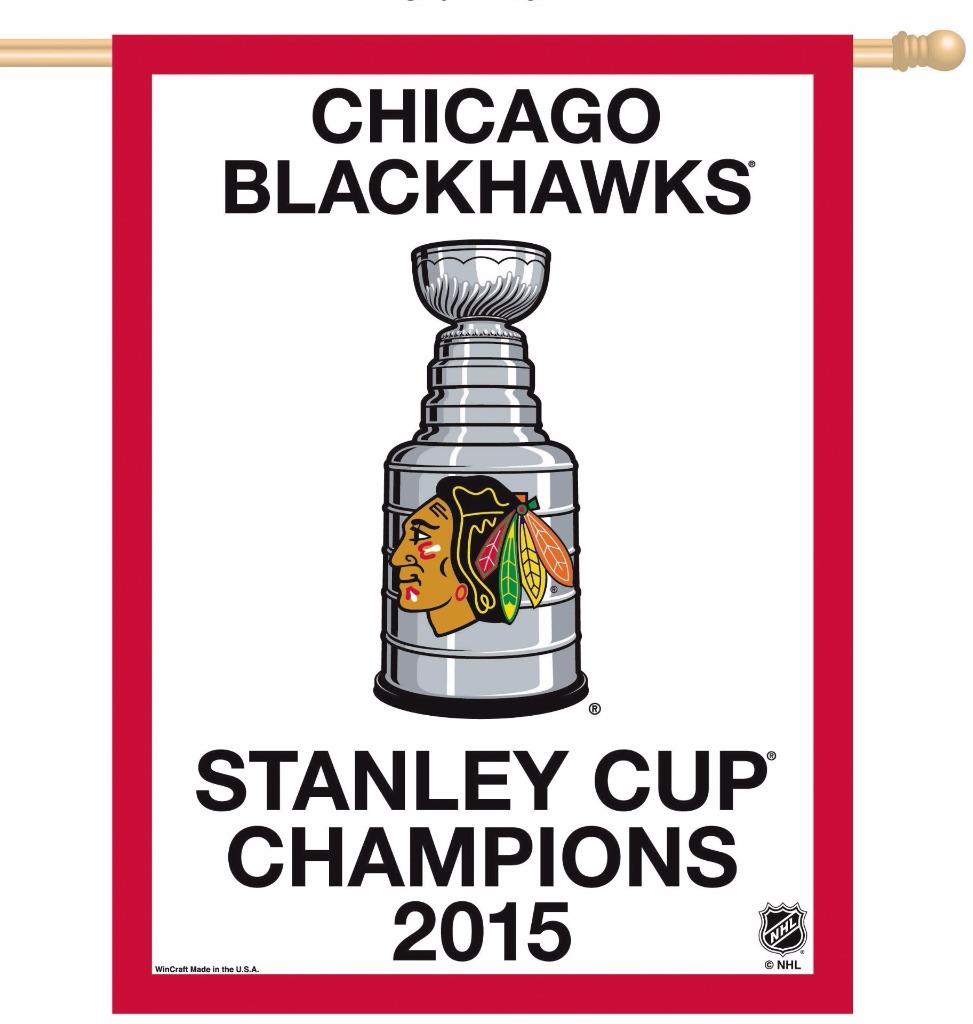 2015 CHICAGO BLACKHAWKS NHL STANLEY CUP CHAMPIONS 27" x 37" VERTICAL ...