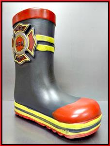 FIREMAN Fire Fighter Donation Boot Drive Decorative Flower Vase Gift ...