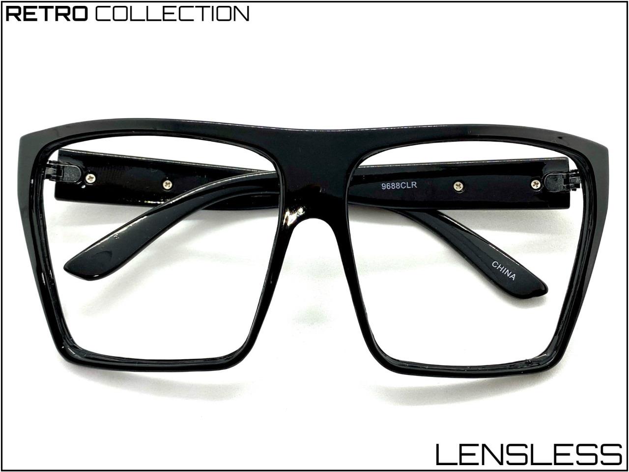 Oversized Exaggerated Large Square Black Lensless Eye Glasses Frame ...