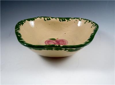 ALPINE POTTERY APPLE BOWL, 1995 ~ ROSEVILLE OHIO ~ APPLE SHAPE, SPONGE ...
