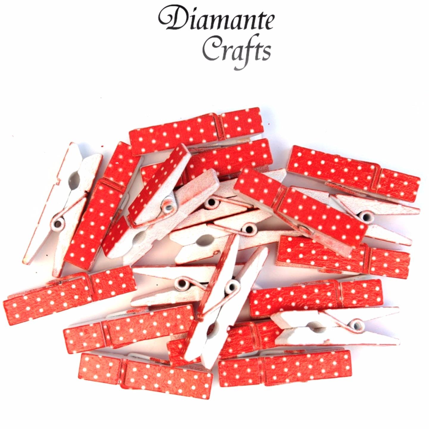 20 x 35mm Mini Wooden Craft Pegs - Spots & Hearts - Choice of 5 Designs ...
