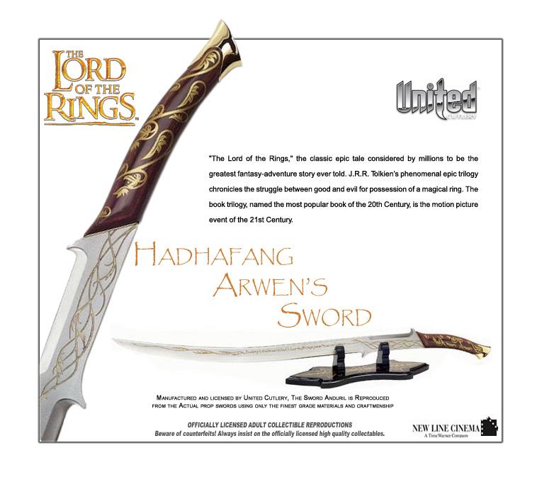 Hadhafang Sword of Arwen - Lord of the Rings UC1298 *NEW* | eBay