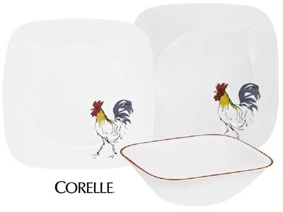 CORELLE Square COUNTRY DAWN 18-pc DINNERWARE SET *Colorful Sketched ...
