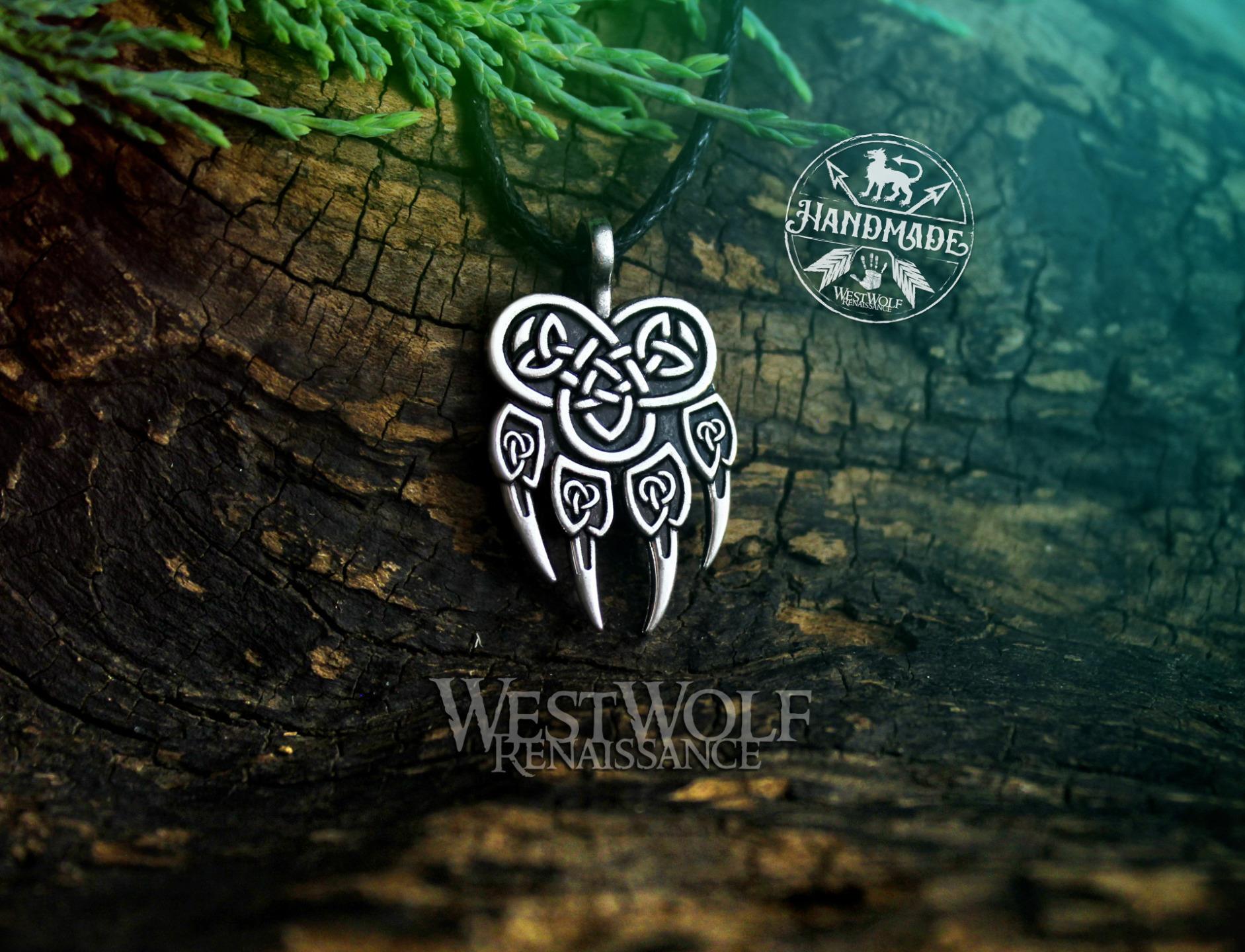 Knotted Wolf Paw Pendant in Silver or Gold - Viking/Celtic/Norse/Wolves ...