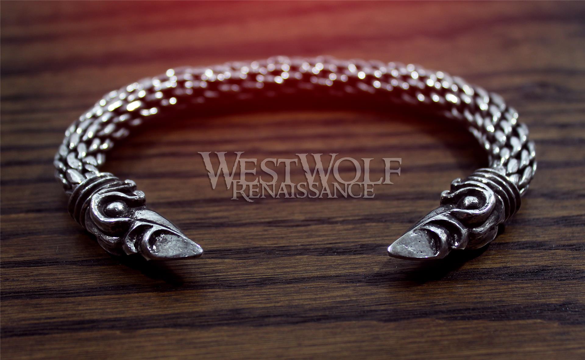 Large Silver Viking Odin's Raven Bracelet/Torc --- Norse/Medieval ...