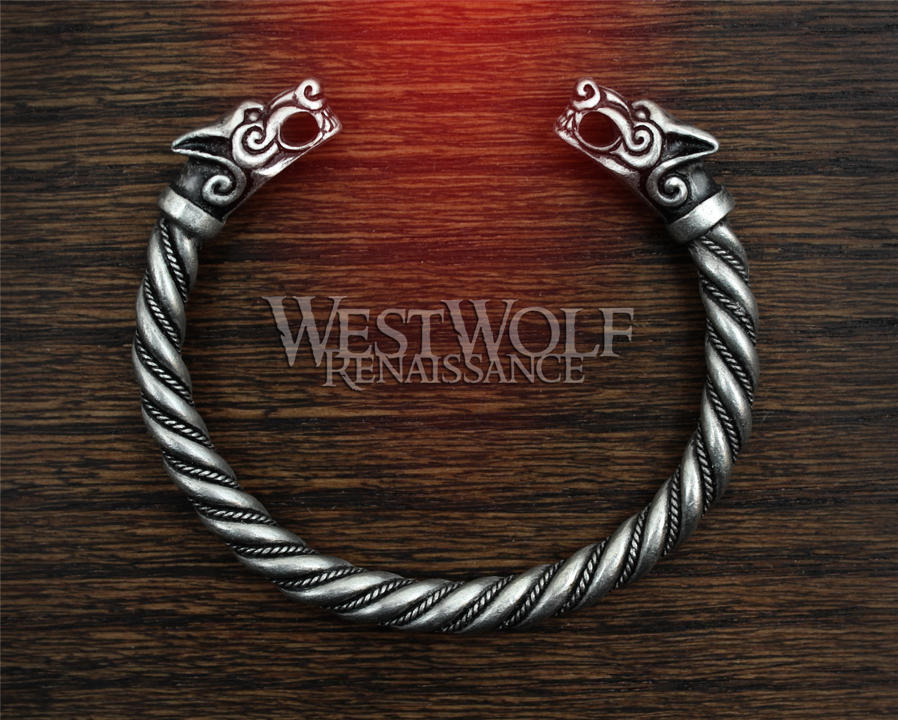 Silver Viking Fenrir Wolf Bracelet/Torc/Torque --- Norse/Medieval ...