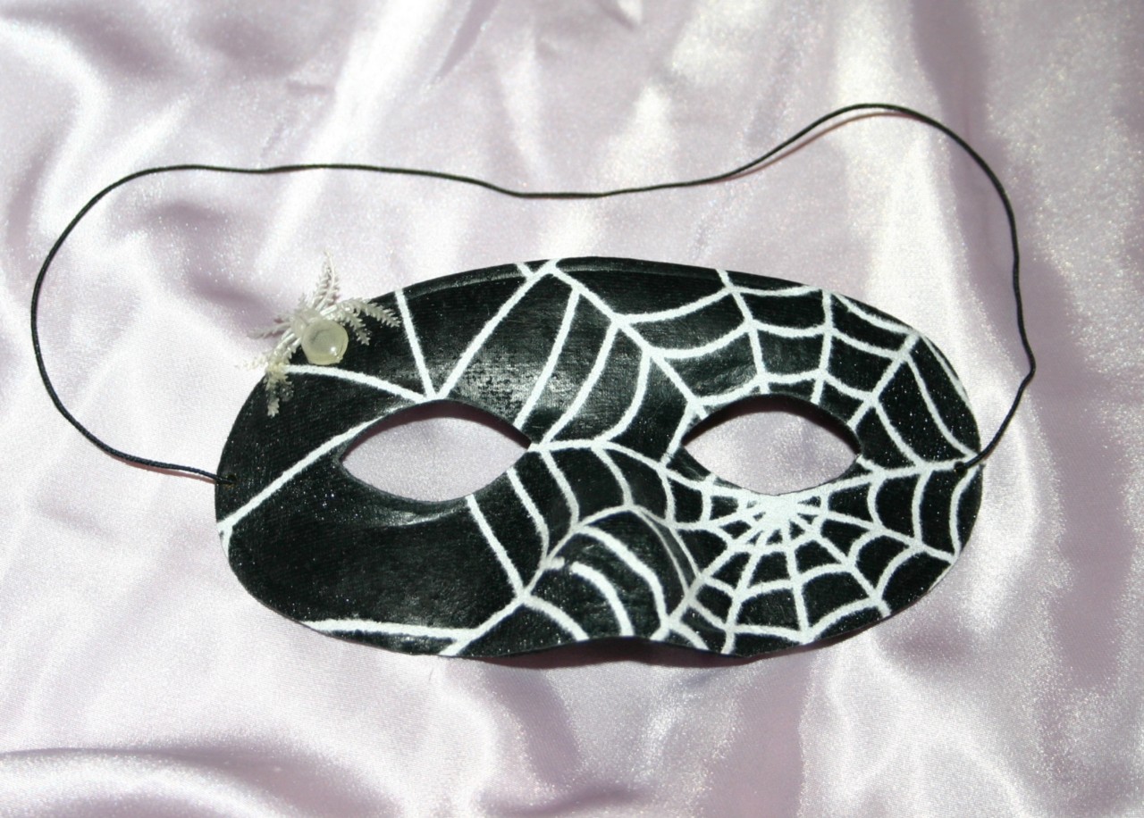 Spider Web Mask Glow in Dark Fancy Dress Halloween Masquerade Black ...