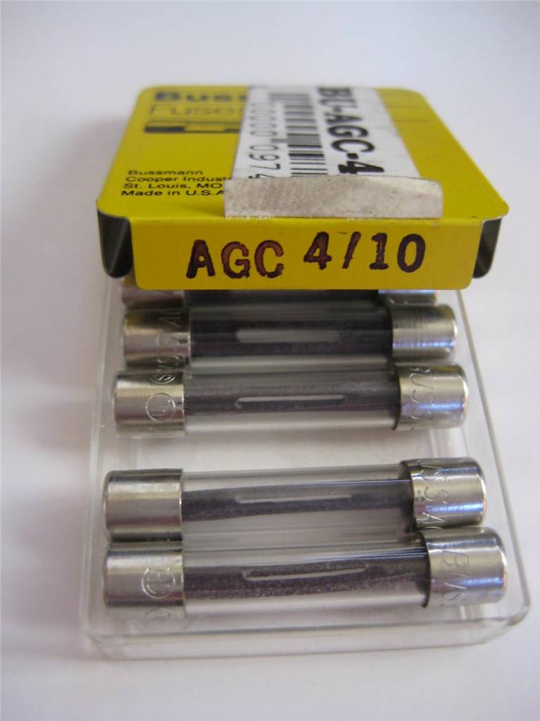 5X BUSSMANN AGC 1/100 4/10 6/10 1-1/2 2-1/4 3-2/10 or 6 Amp 250V "NOS ...