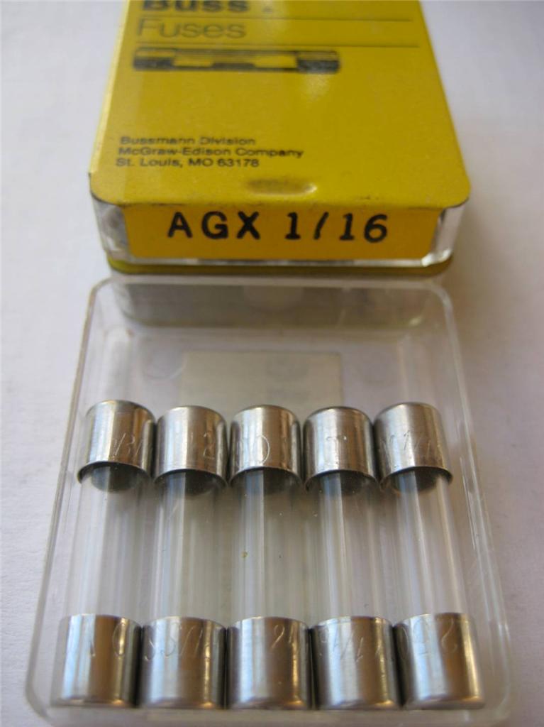 5X BUSSMANN Fuse AGX 1/100 4/10 or 1 Amp 250V 1/4" x 1" NOS Box 8AG | eBay