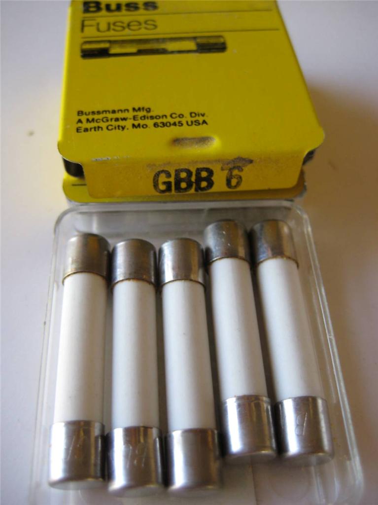 5x BUSSMANN FUSE Fast Ceramic FUSE GBB 5 or 6 or 7 or 10A 250V 1/4 x 1 ...