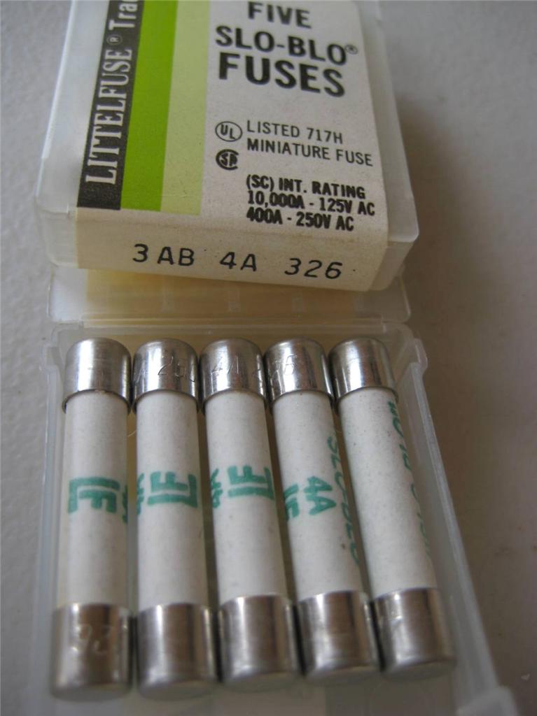 5X Littelfuse Fuse 326 4 Amp NOS 3AB Slo-Blo Ceramic MDA 1-1/4" x 1/4 ...