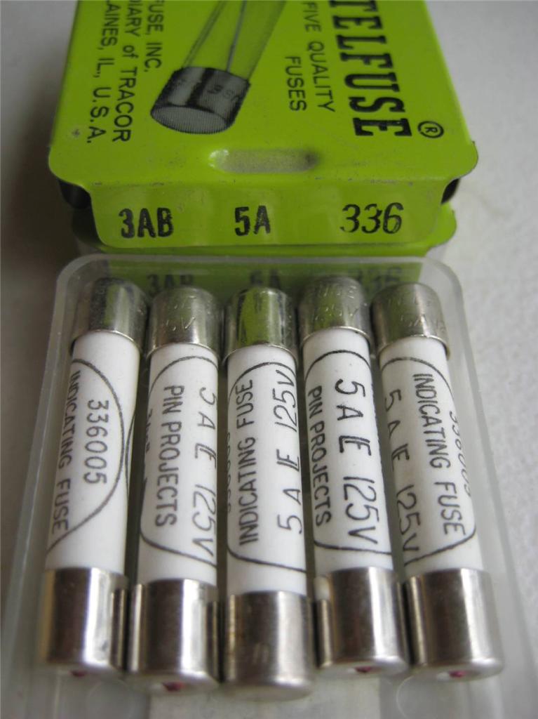 3 or 5 PACK Littelfuse 3AB Fuse 336 5A Indicating Pin Fast Blow 1/4" x ...