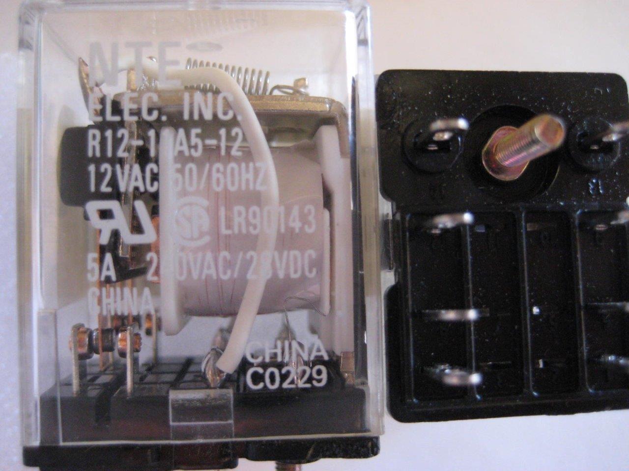 1x NTE Electronics Relay R12-17A5 or R12-17D5 12 24 or 120 DC/AC DPDT 5 ...