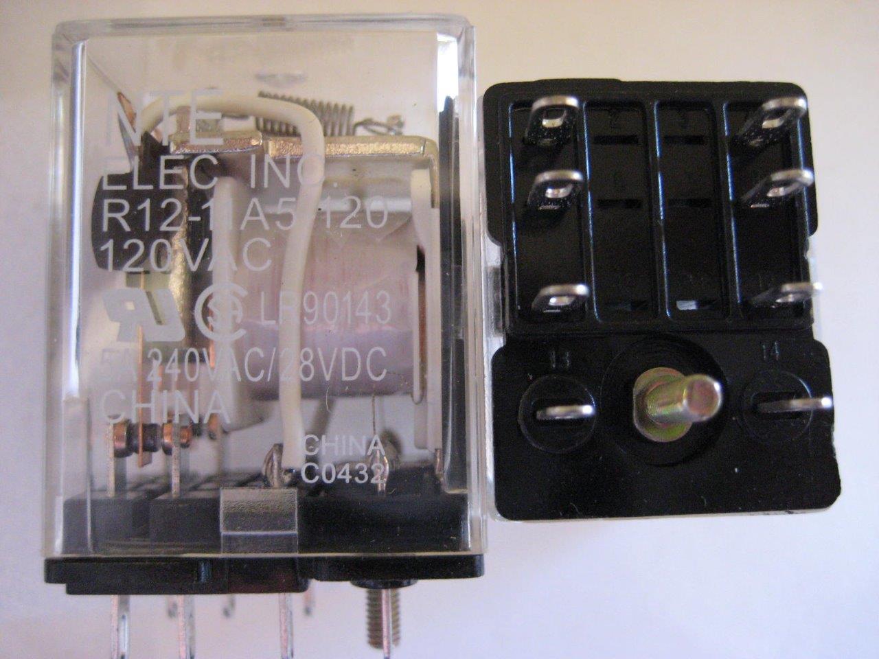 1x NTE Electronics Relay R12-17A5 or R12-17D5 12 24 or 120 DC/AC DPDT 5 ...