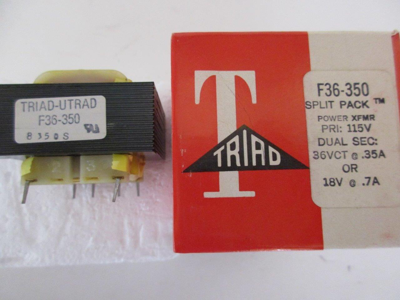 TRIAD Split Bobbin Transformer Dual Sec 18 36 VCT @ Primary .35 55 .7 1 ...