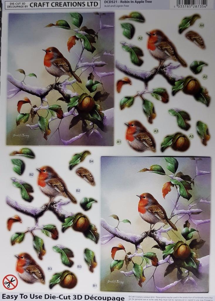 3D A4 Die Cut Paper Tole Decoupage Birds Robins Wren 1 - 2 pictures No ...