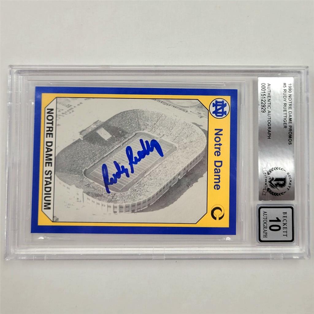 Rudy Ruettiger autograph signed 1990 Notre Dame Promo #5 card BAS 10 ...