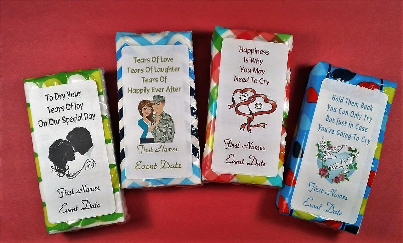 Personalized Labels For Pocket Tissue Pack Wedding Favors