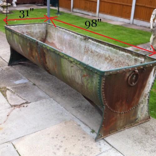Antique Victorian Galvanised Steel Water Trough. Garden Planter or Koi ...