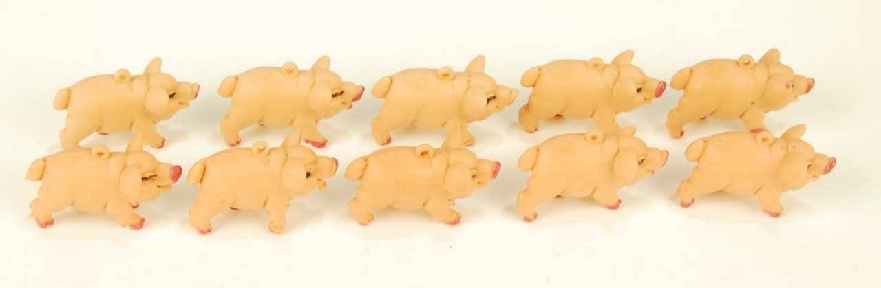 PLASTIC PIGS 10 LOT Mini Farm Animal Piglet Soft Toy Piggies Bacon ...