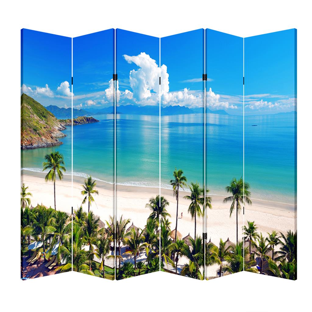 4 & 6 Panel 6ft Tall Canvas Double Sided Folding Screen Room Divider ...