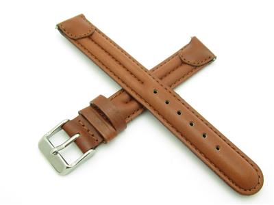 High Quality Genuine Brown Leather 16mm (L) Long Watch Band W/ Pins ...