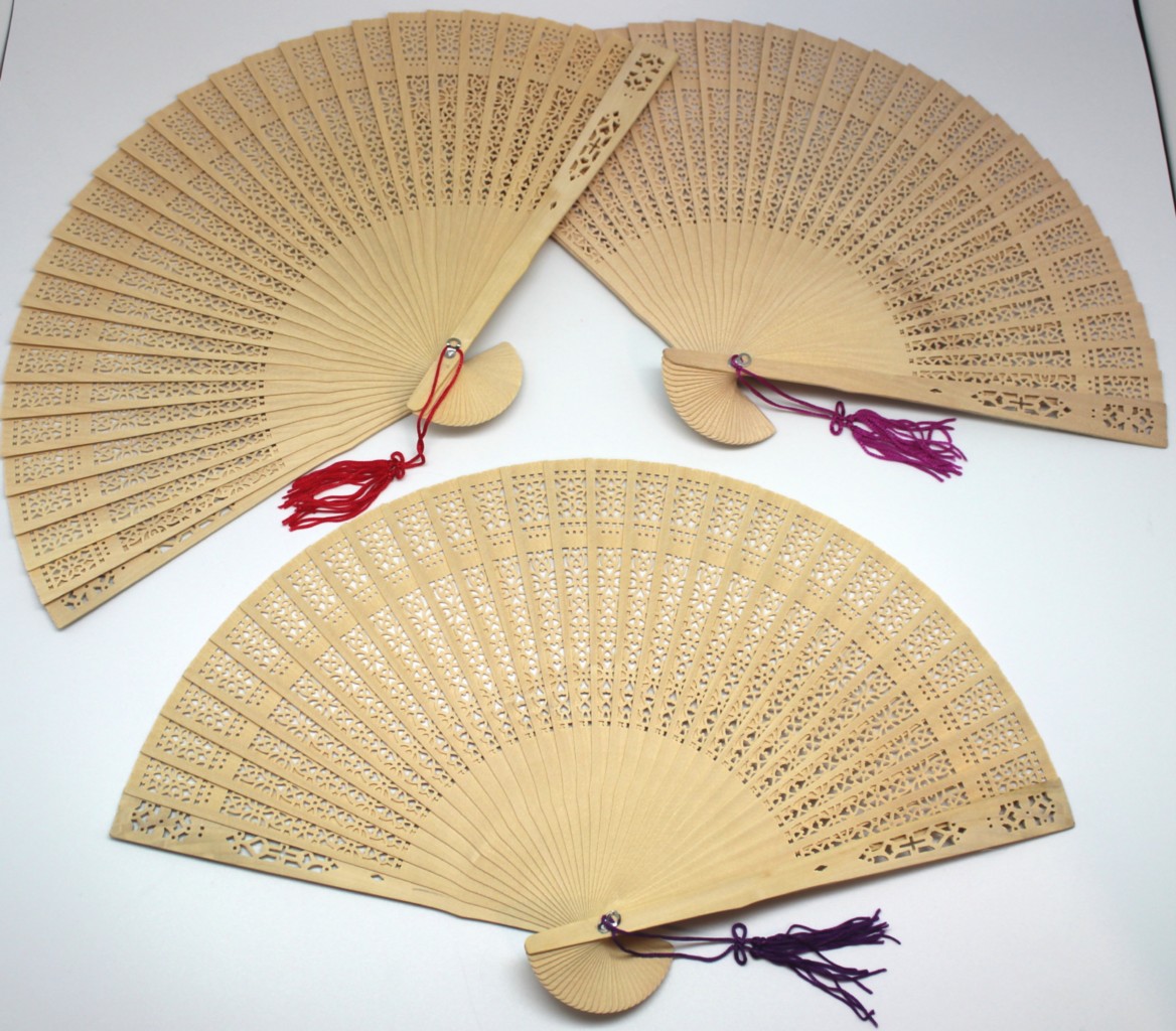 2 Carved BAMBOO Hand FAN Red ~ Violet ~ Purple Tassel | eBay