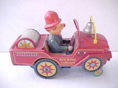BIG RING CIRCUS Fire Truck / Car CLown Battery Operated by Modern Toy Japan