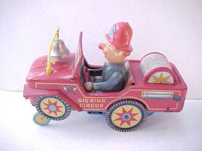 BIG RING CIRCUS Fire Truck / Car CLown Battery Operated by Modern Toy Japan