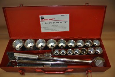 NAPA EVERCRAFT 21 PIECE 3/4" DRIVE SOCKET RATCHET SET 8195531 WITH CASE ...
