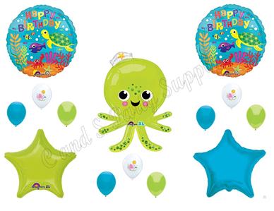 UNDER THE DEEP SEA OCTOPUS Birthday Party Balloons Decoration Supplies ...