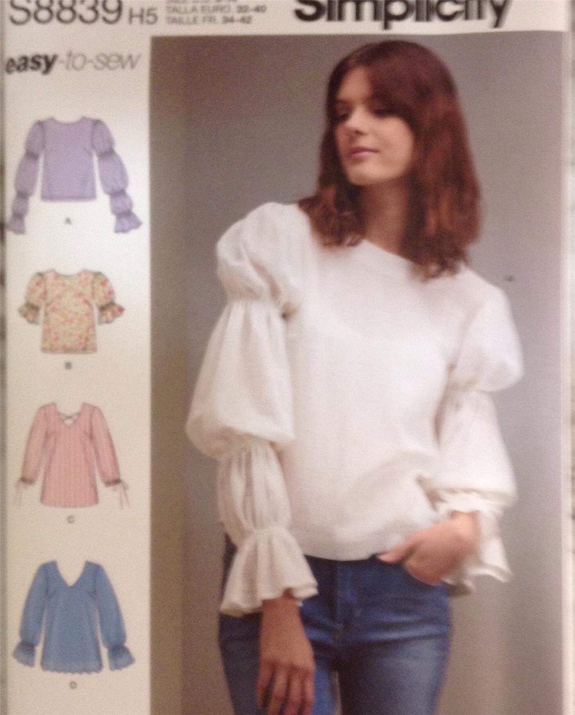Simplicity 8839 Blouse Tunic Pullover Top Beautiful Sleeve Sewing ...