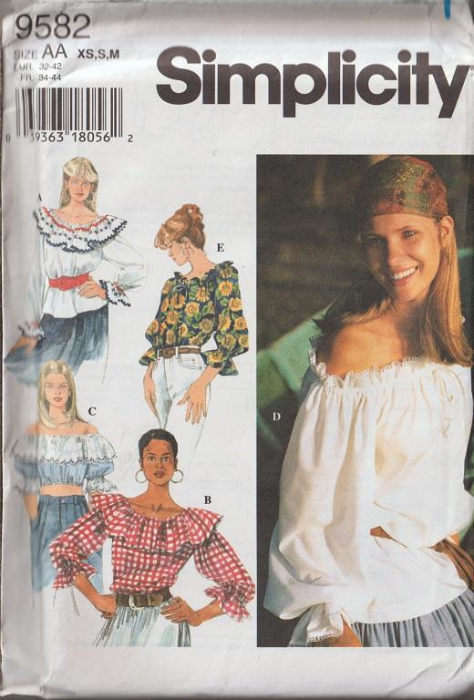 OOP Simplicity Peasant Tops Sewing Pattern Misses Size You Pick 9841 | eBay