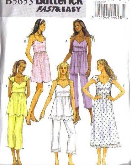 Butterick Sewing Pattern Misses Nightgown Robe Pajamas Top Pants You ...