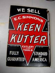 1920's Keen Kutter porcelain flange display sign, very old and good ...