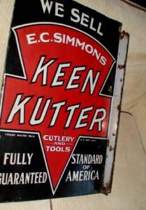 1920's Keen Kutter porcelain flange display sign, very old and good ...