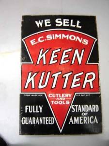 1920's Keen Kutter porcelain flange display sign, very old and good ...