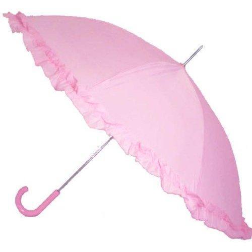 Ladies Parasol Ruffle Edge Stick Umbrella White Black Purple Pink Red ...