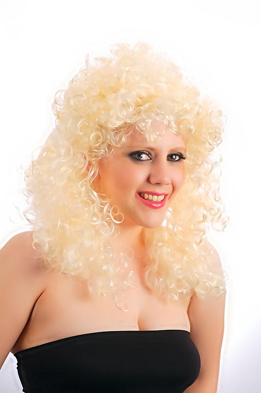 80's Womens Blonde Charlotte Perm Curly Cher Wig Accessory Fancy Dress ...