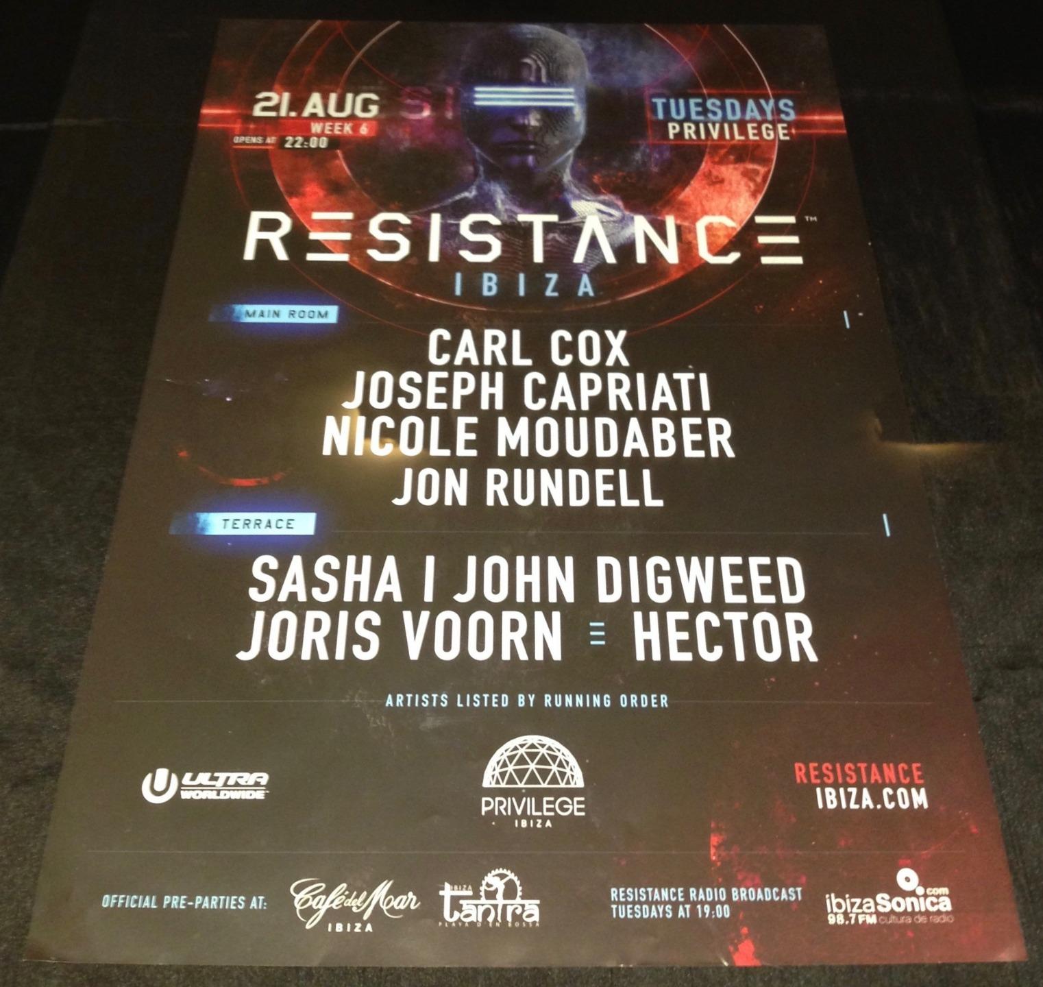 RESISTANCE 2018 SASHA JOHN DIGWEED @ PRIVILEGE - IBIZA CLUB POSTERS ...