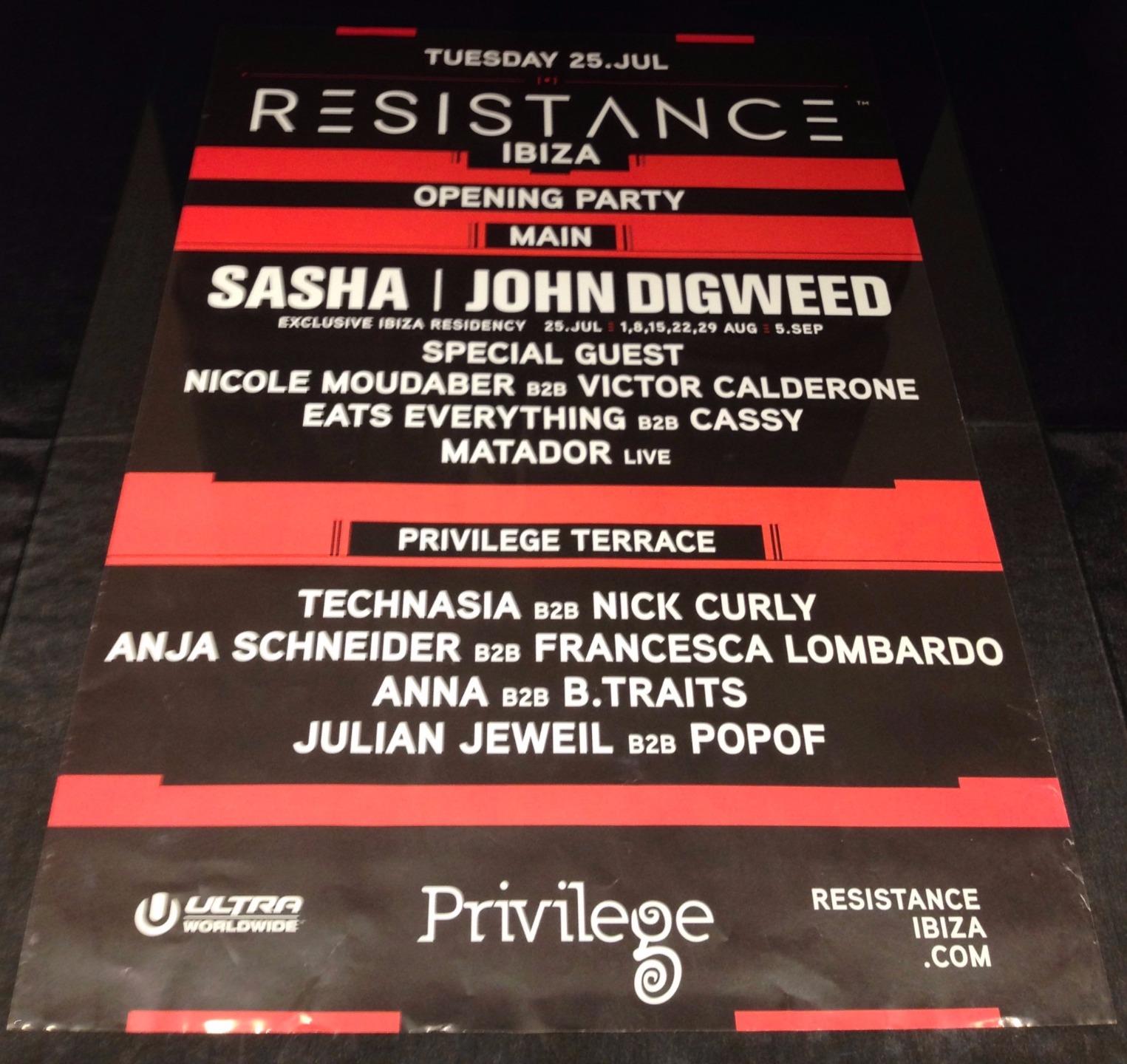 RESISTANCE 2017 SASHA JOHN DIGWEED @ PRIVILEGE - IBIZA CLUB POSTERS ...