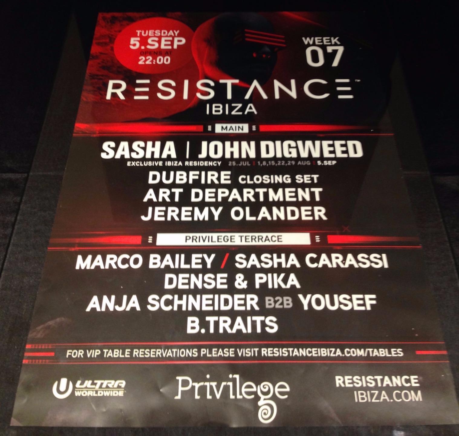 RESISTANCE 2017 SASHA JOHN DIGWEED @ PRIVILEGE - IBIZA CLUB POSTERS ...