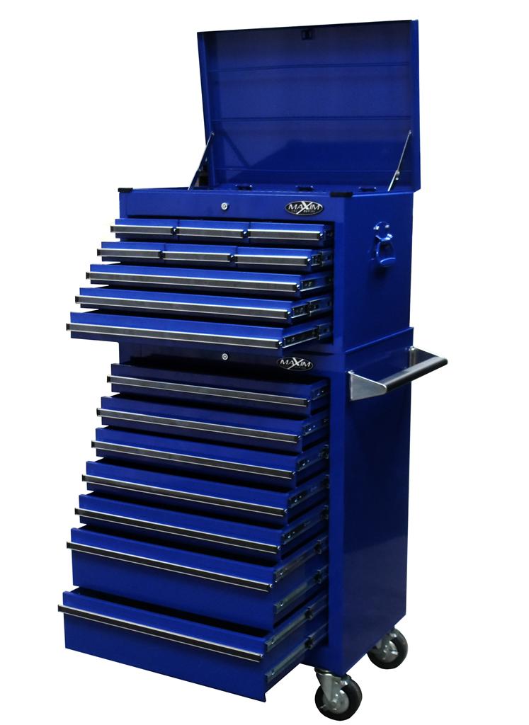 MAXIM 16 Drawer Chest on Cabinet Toolbox Snap Lock Tool Box Blue ...