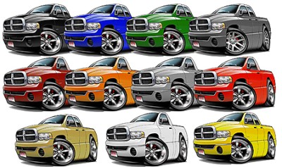 Dodge Ram 1500 Pickup Muscle Car Cartoon Tshirt FREE | eBay