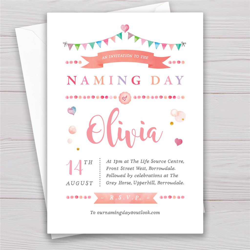 Personalised Naming day invitations Boy or Girl invites invitations ...